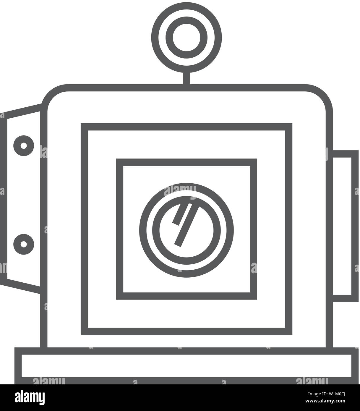Large format camera icon in thin outline style. View field sheet film ...