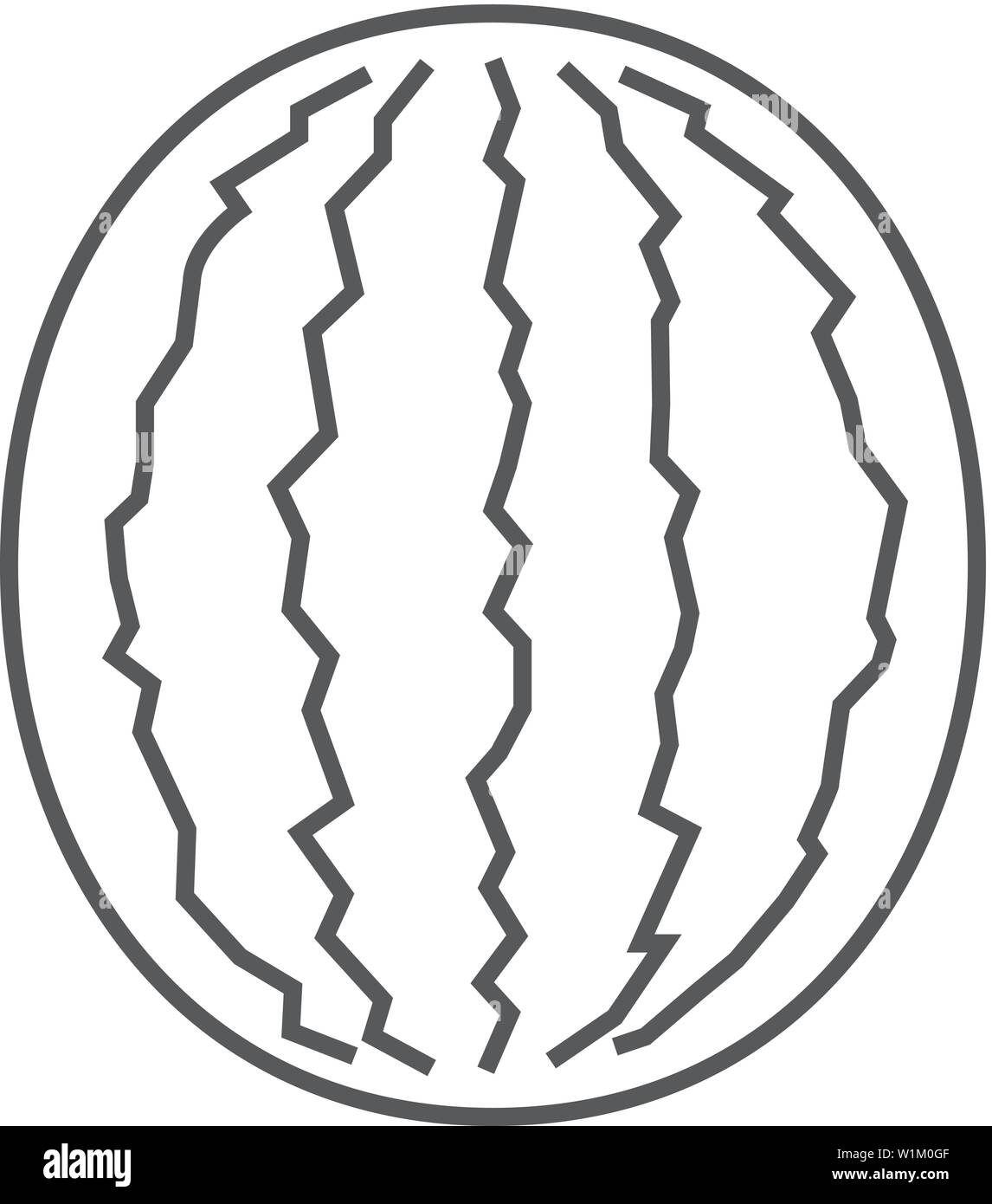 Water melon icon in thin outline style. Fruit sweet tropical dessert ...