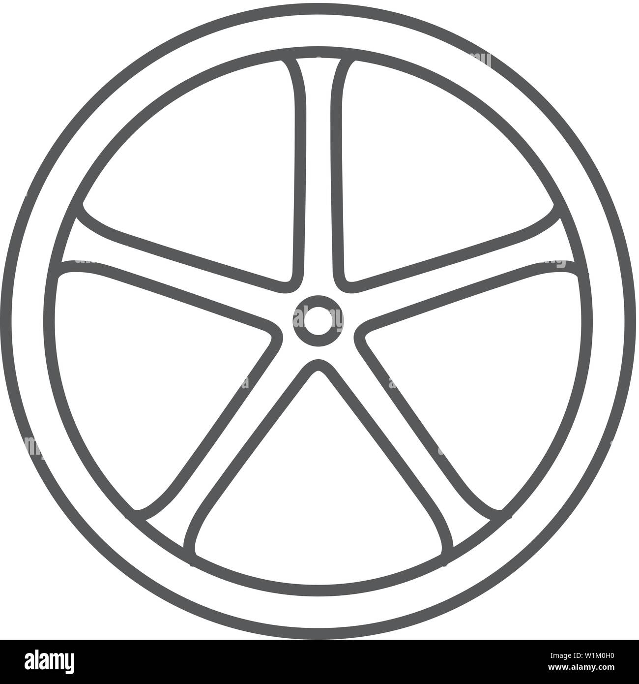 Bicycle wheel icon in thin outline style. Sport cycling race single ...