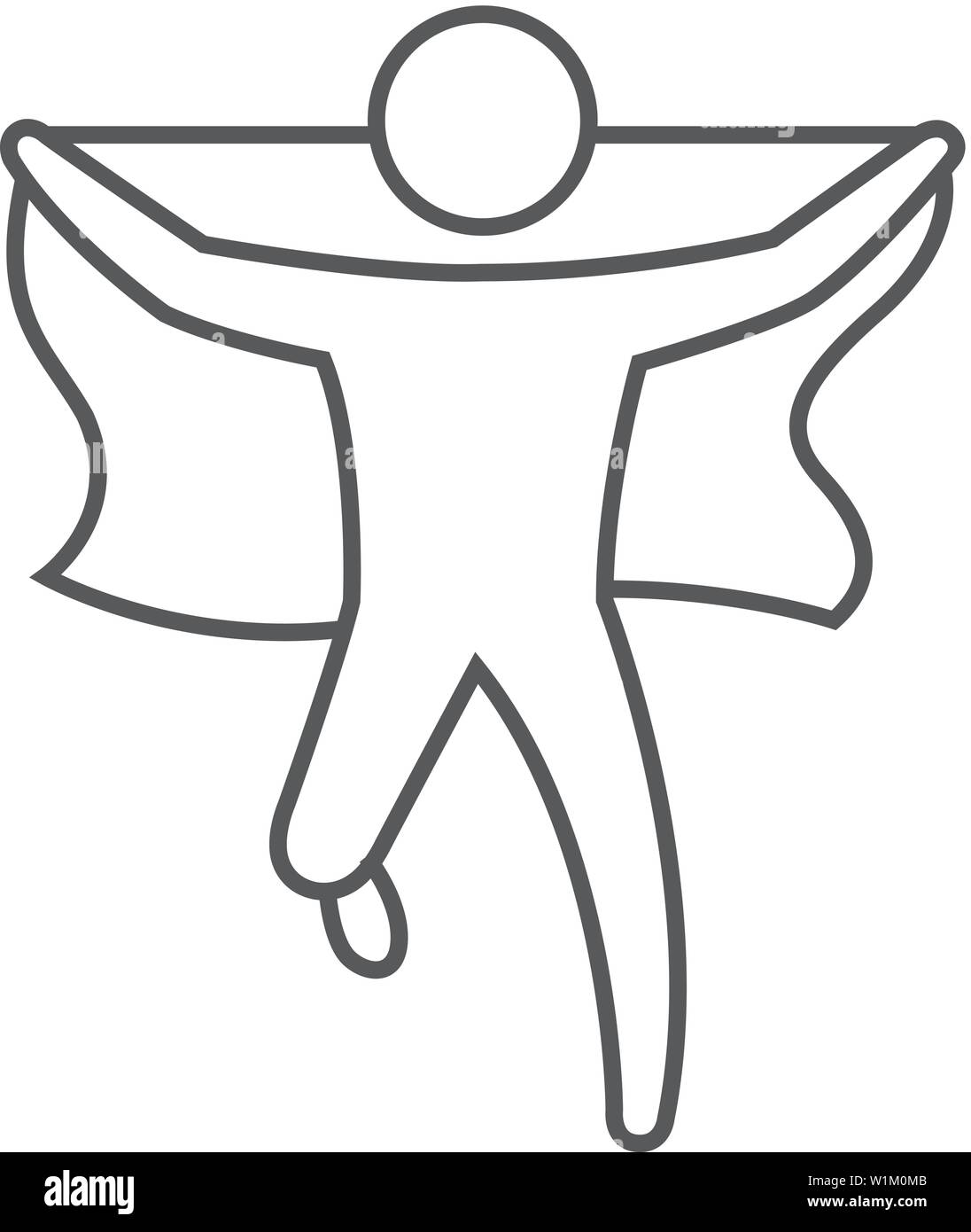 Wining sprinter icon in thin outline style. Runner holding nation flag ...