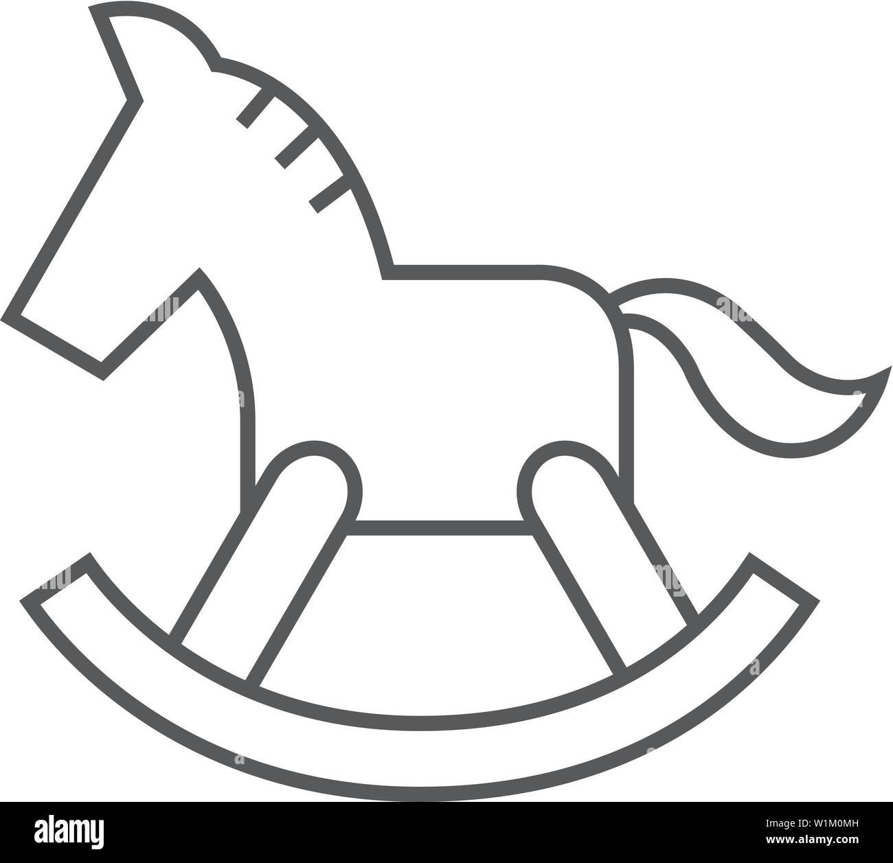 Rocking horse toy icon in thin outline style. Kinds playing riding ... Rocking horse toy icon in thin outline style. Kinds playing riding ...