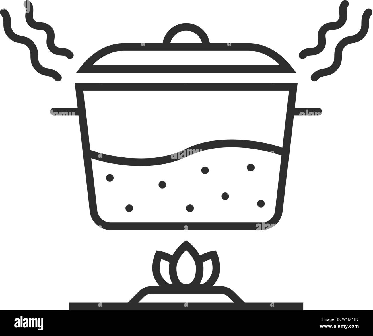 simple black thin line pan with steam icon on white Stock Vector Image ...