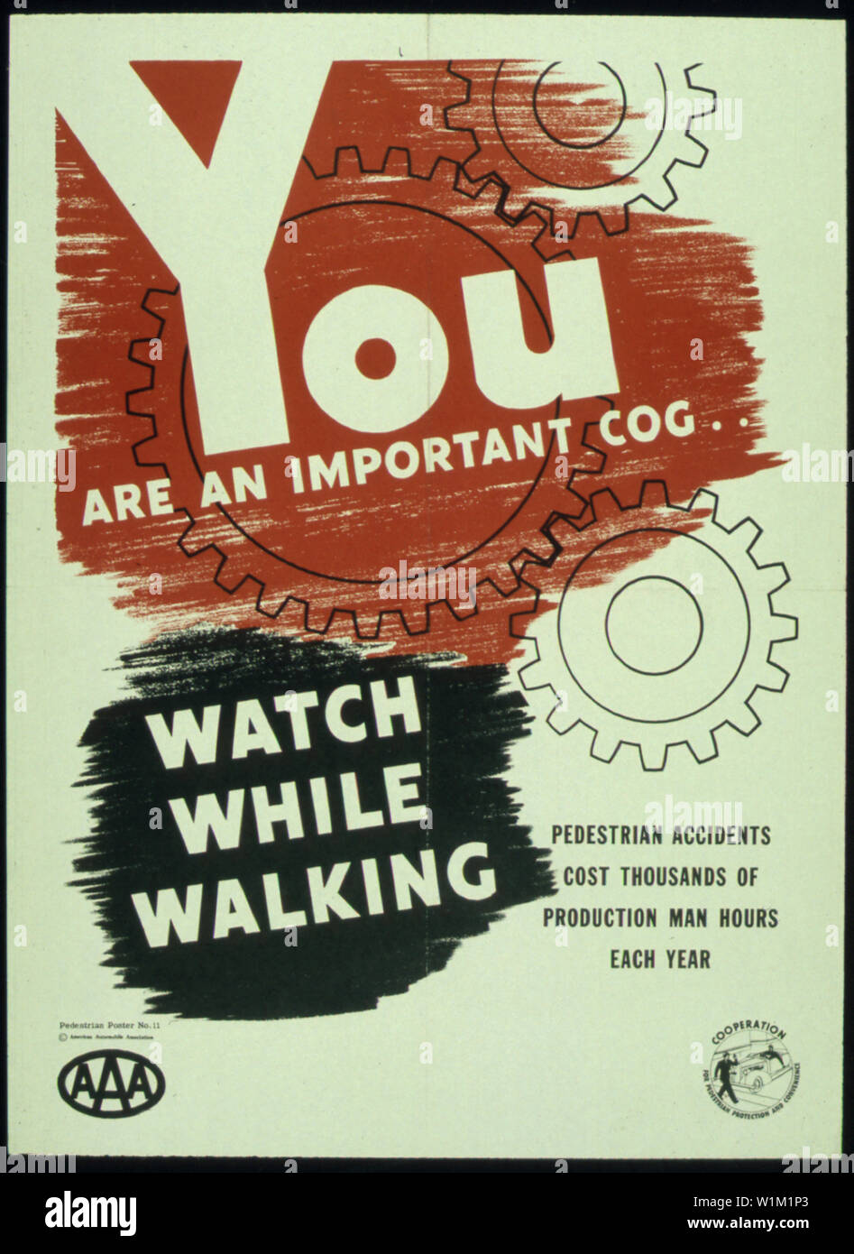 YOU ARE AN IMPORTANT COG, WATCH WHILE WALKING Stock Photo - Alamy