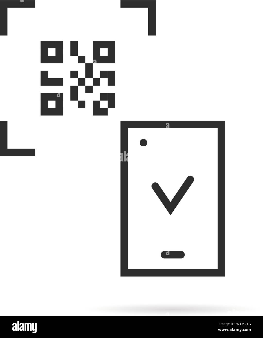 black thin line qr code scanning on white background Stock Vector Image ...