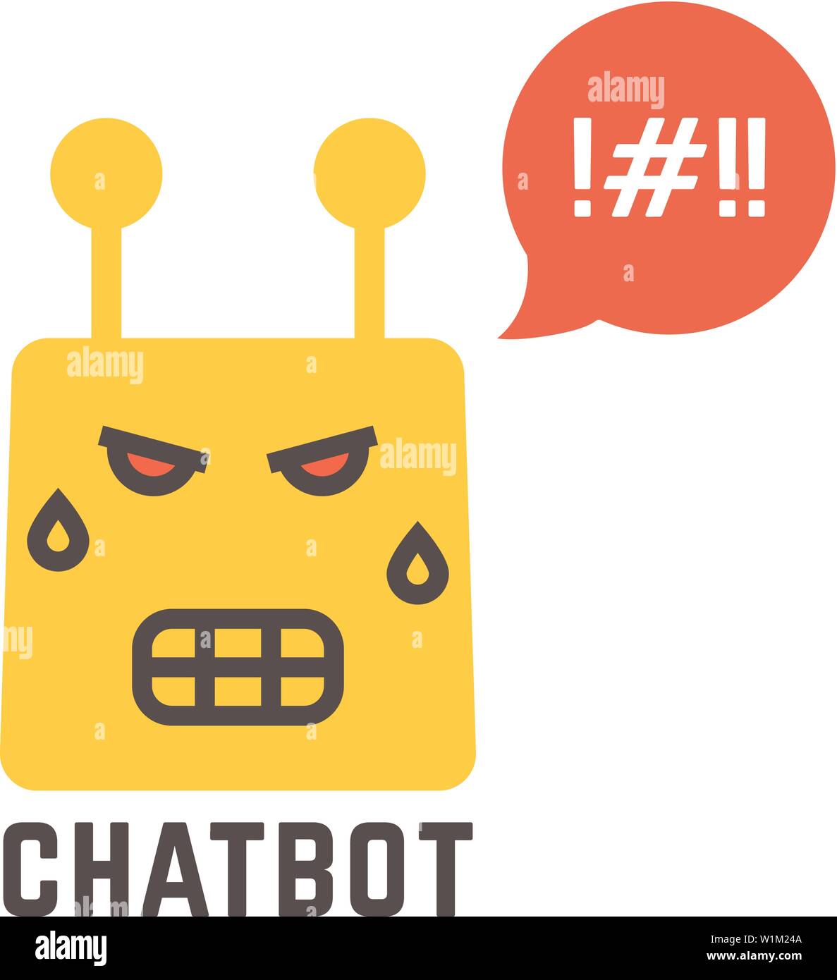 angry yellow chatbot icon on white background Stock Vector Image & Art ...