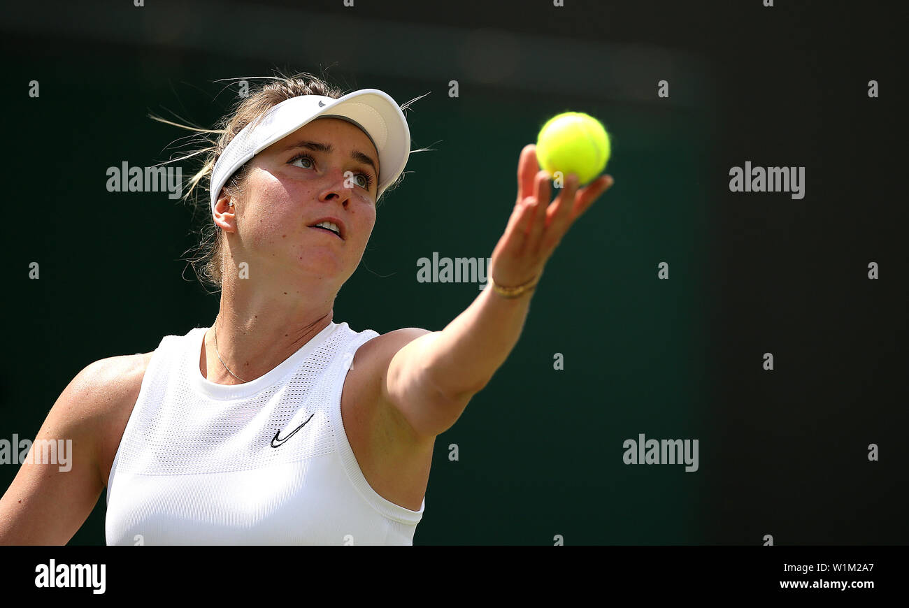 Elina Svitolina in action on day three of the Wimbledon Championships ...