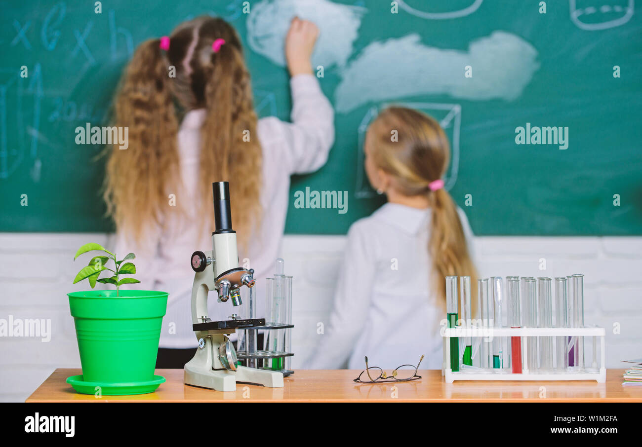 Science matters. Laboratory school classroom. School children in ...
