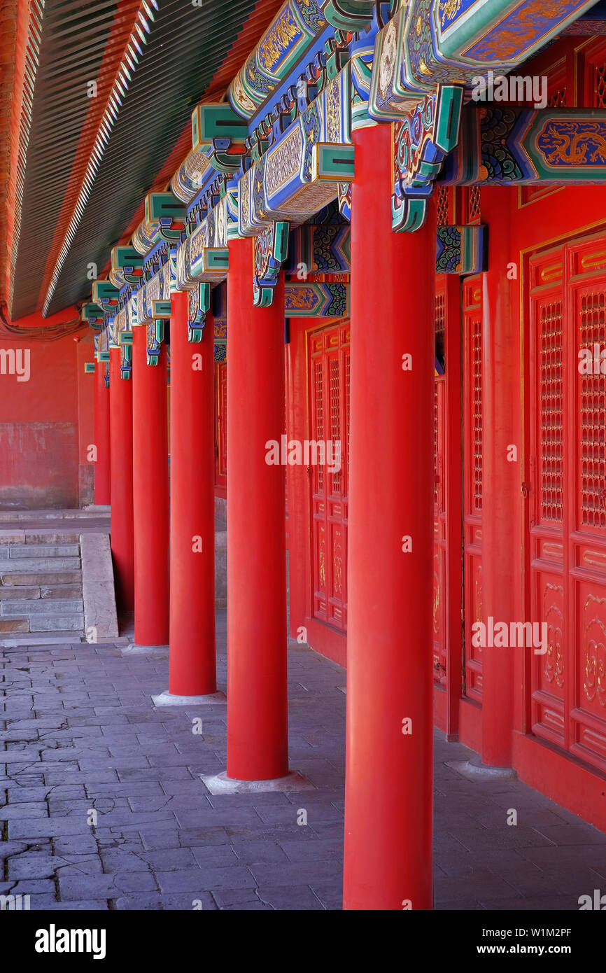 Red columns inside the Palace Museum, in Beijing, China, known also as ...