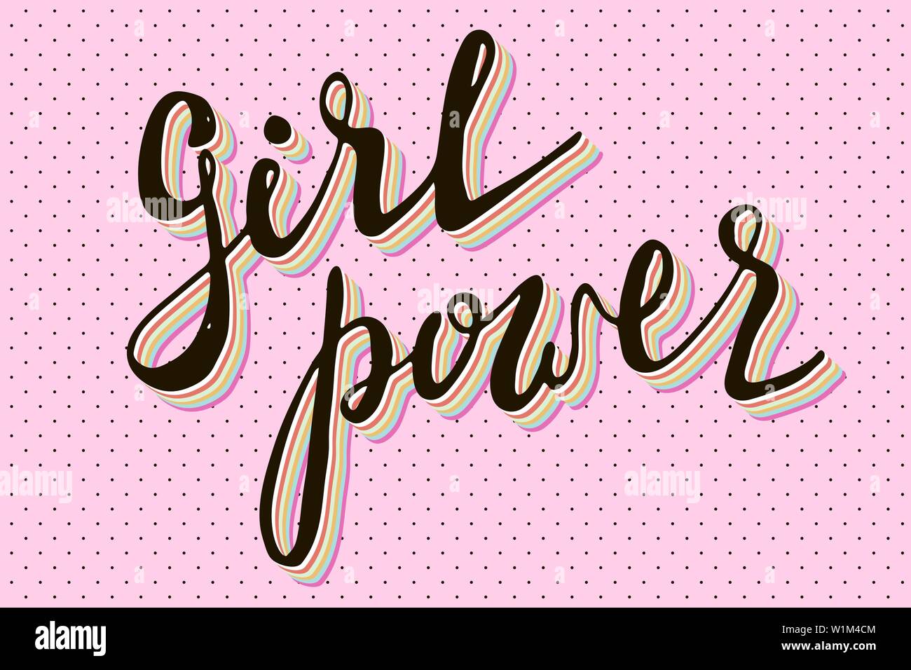 Girl power quote. Grl pwr hand drawn lettering. Womens right. Female, feminism symbols.Vector ...