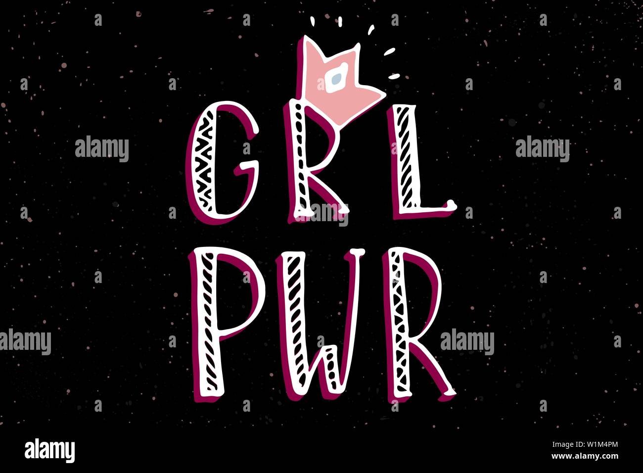 Girl power quote. Grl pwr hand drawn lettering. Womens right. Female, feminism symbols. Vector ...