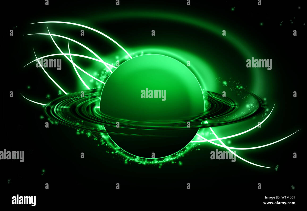 Abstract green saturn planet hi-res stock photography and images - Alamy