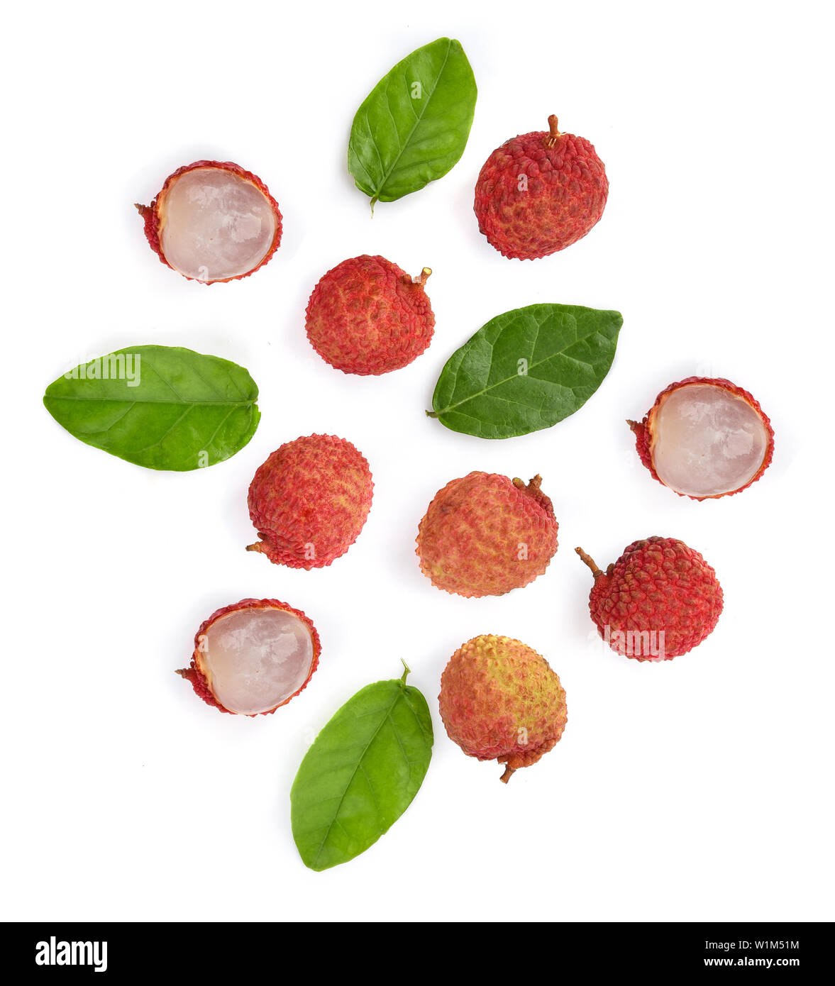 Top view of lychee isolated on white background Stock Photo - Alamy