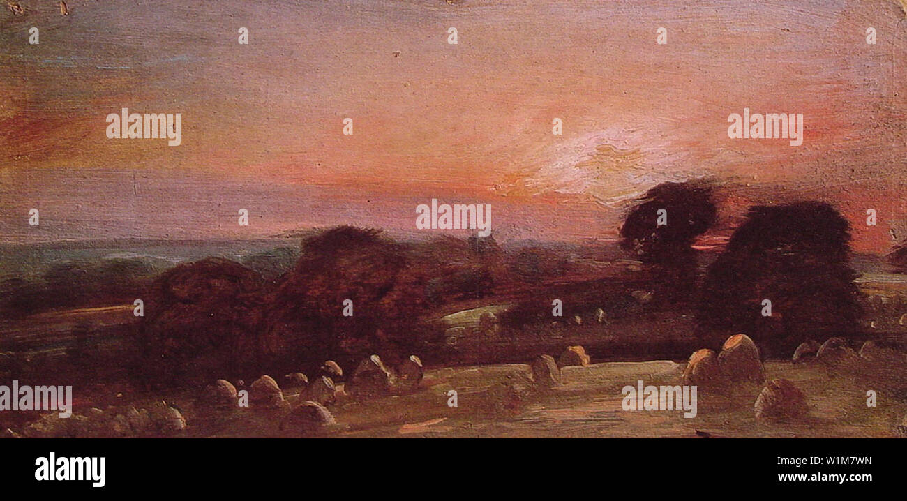 John Constable - Hayfield Near East Bergholt Sunset 1812 Stock Photo ...