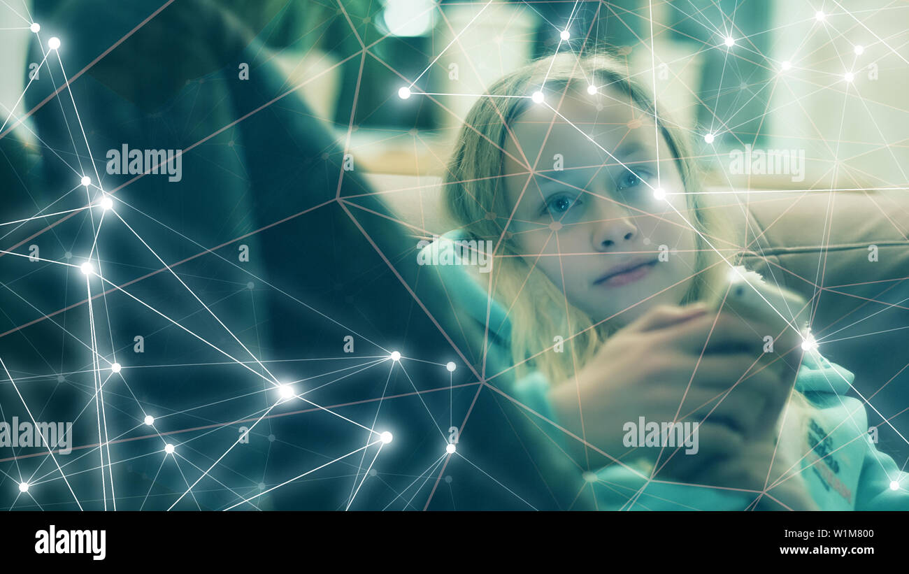 New technology vision concept, future concept human face authentication ...