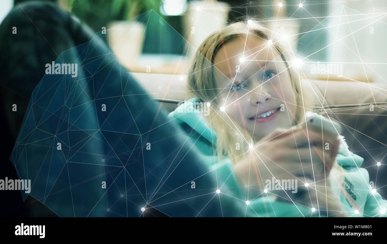 Cyber Threats Security Human Face Scan Abstract Digital Lines Dots