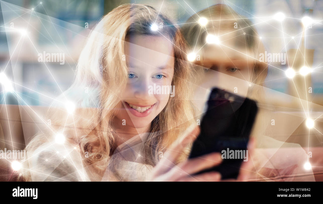 Human face biometric data scan, people identity scanning system Stock ...