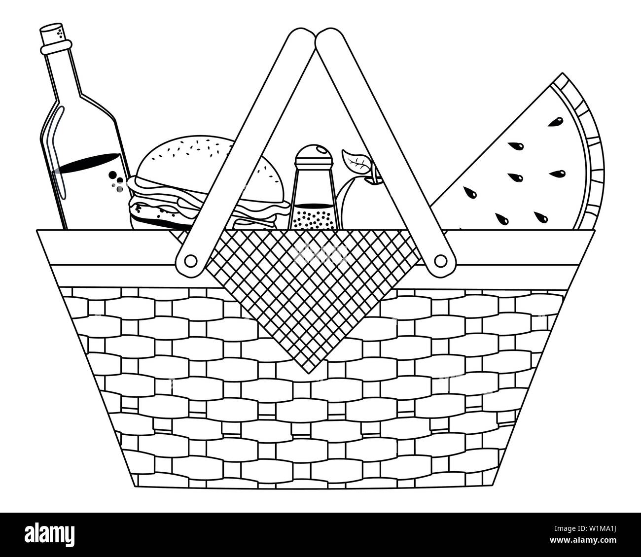 Picnic basket design, Food summer outdoor leisure healthy spring lunch ...