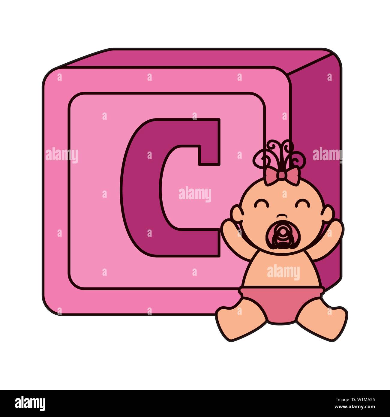 alphabet block toy with baby girl Stock Vector Image & Art - Alamy