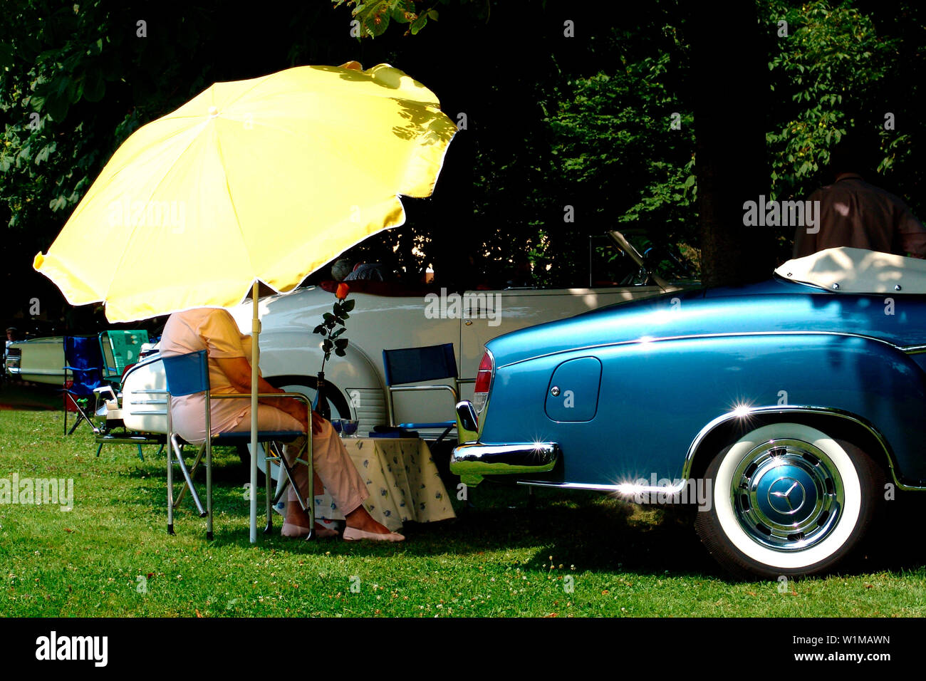 Lady with her Mercedes Benz Stock Photo - Alamy
