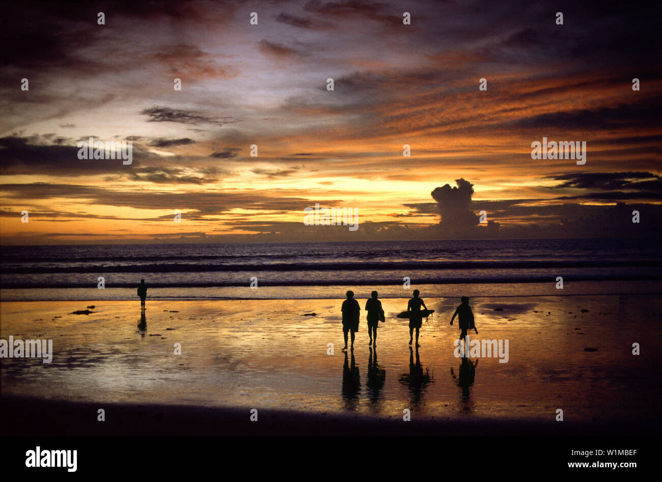 Sunset at Kuta Beach, Kuta, Bali Indonesia, Asia Stock Photo - Alamy