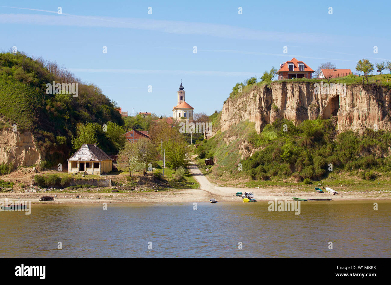The village of Surduk , River Danube (km1207) , Serbia , Europe Stock ...