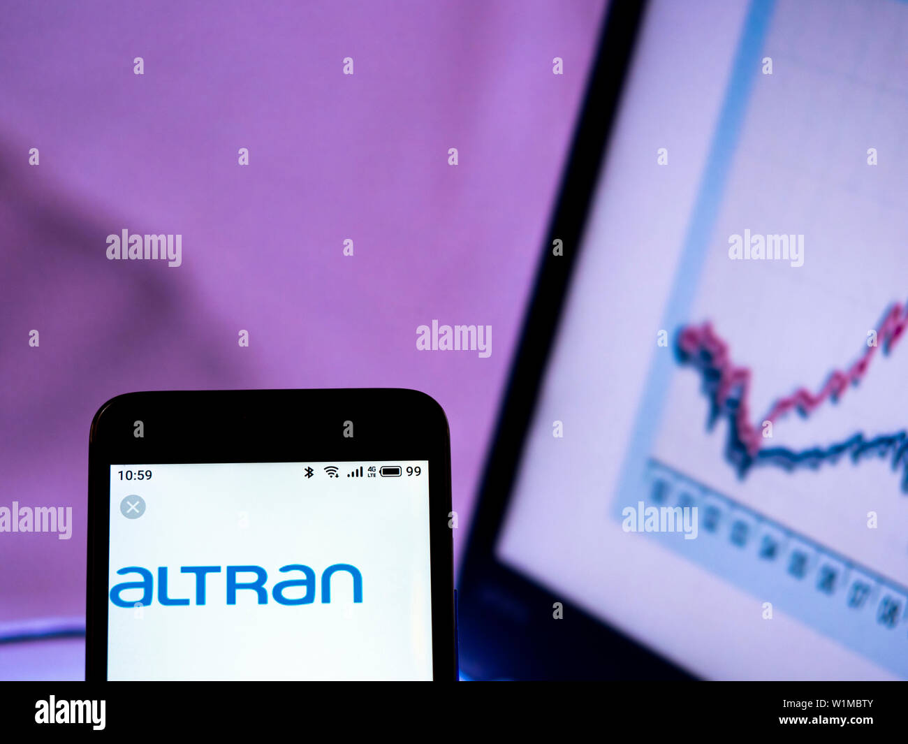 In this photo illustration the Altran Technologies, SA logo is seen ...