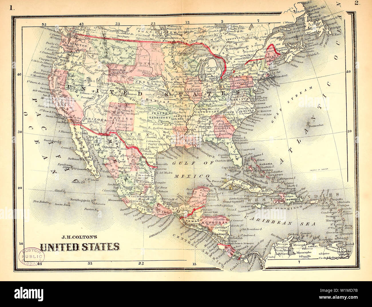 US map. Old image Stock Photo - Alamy