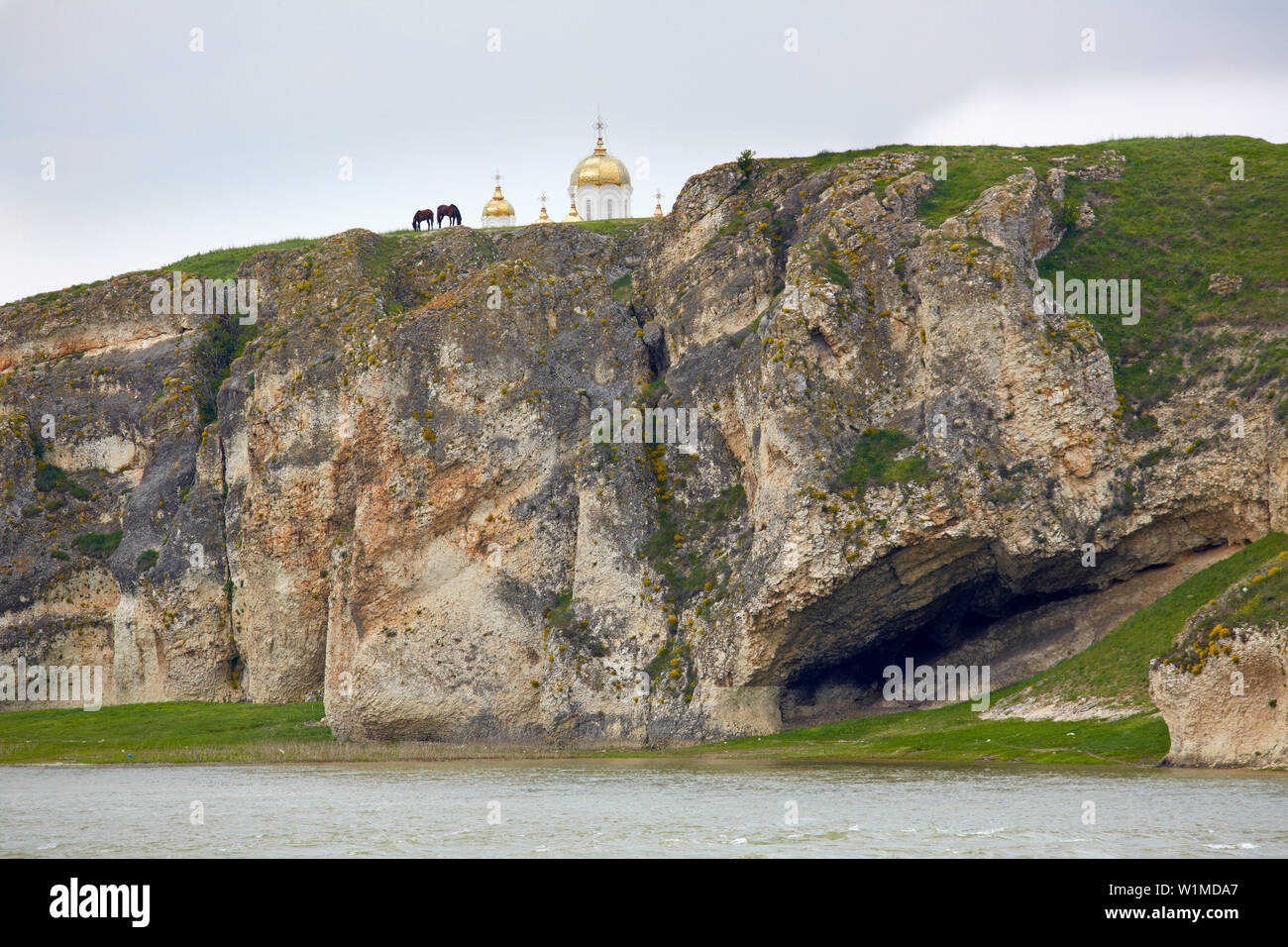 View at the church of Harsova , River Danube , Romania , Europe Stock ...