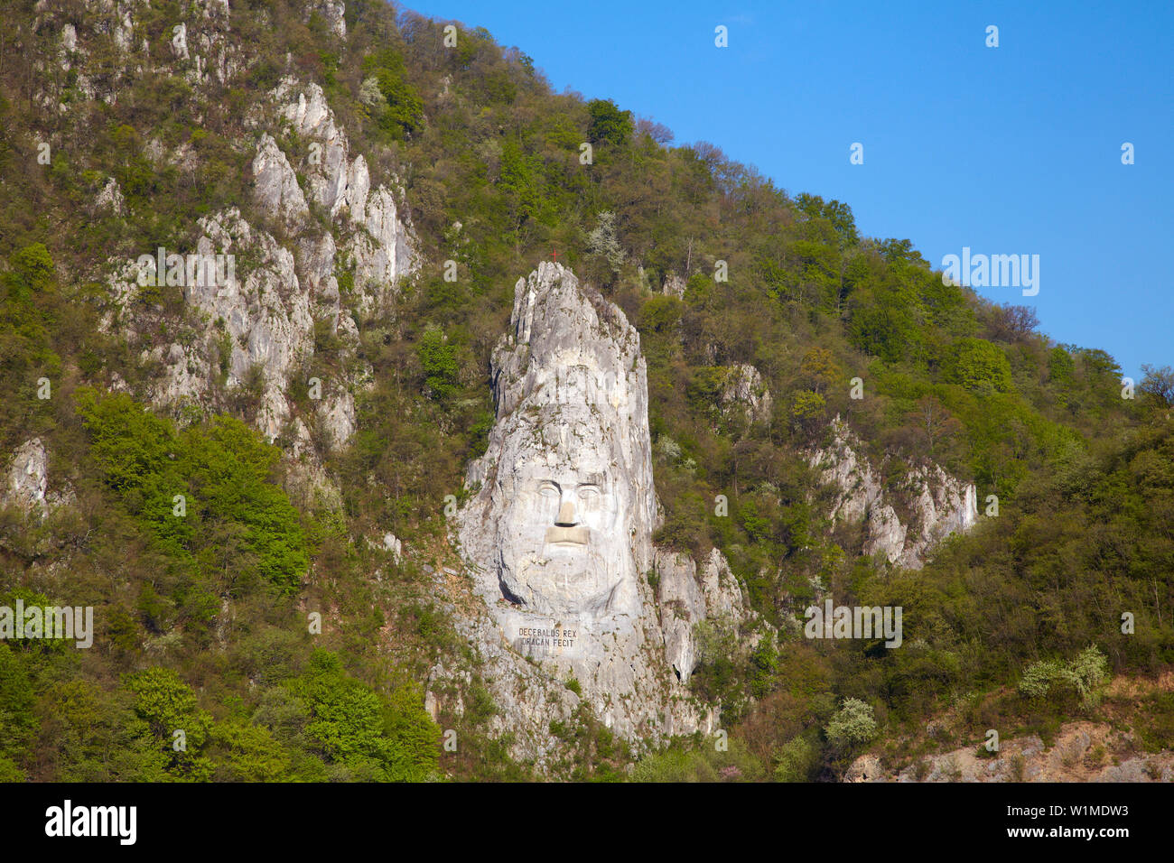 Decibalus' sculpture , Upper Kazan , Cataract , River Danube , Romania ...