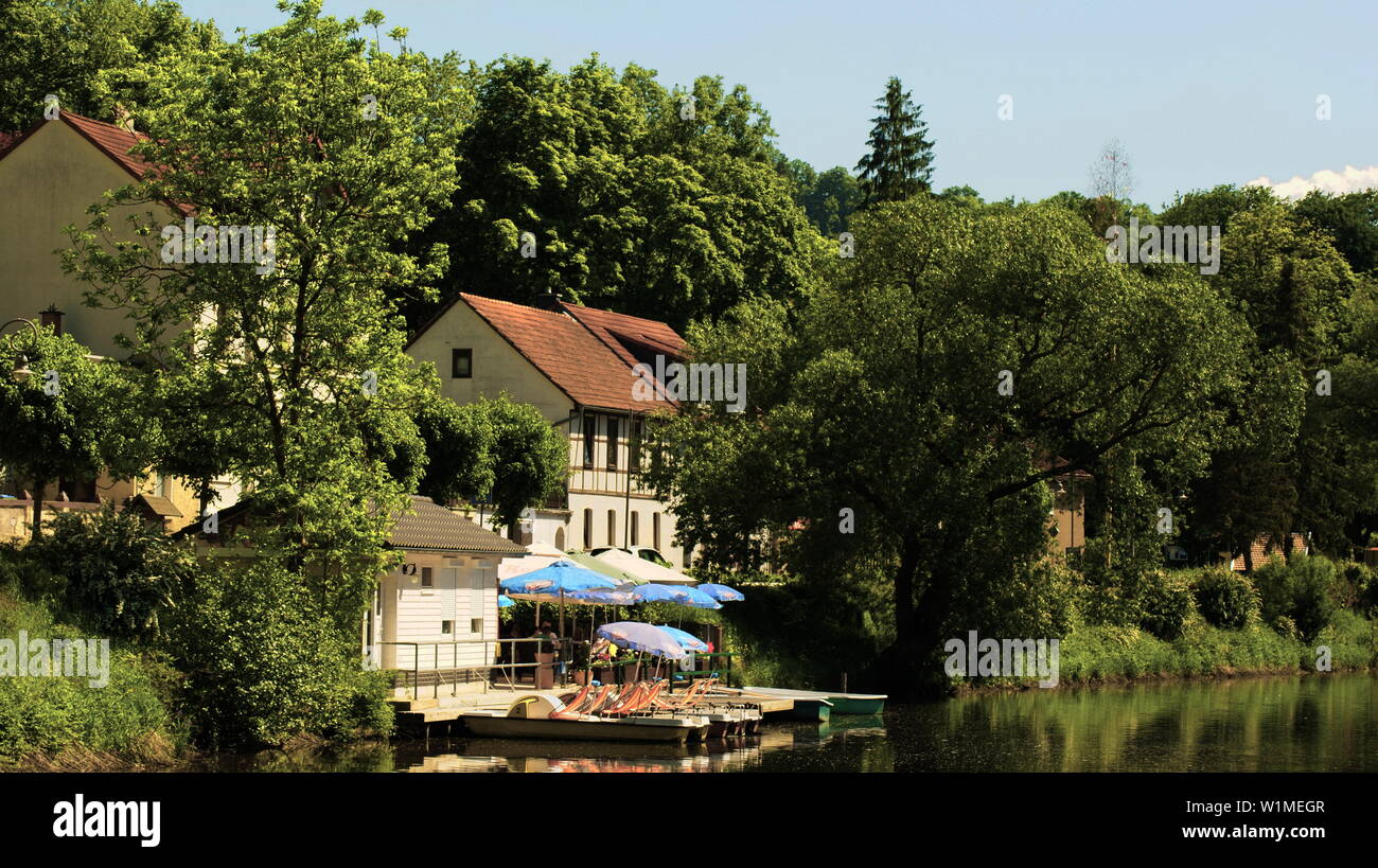 Houses by the river Stock Photo - Alamy