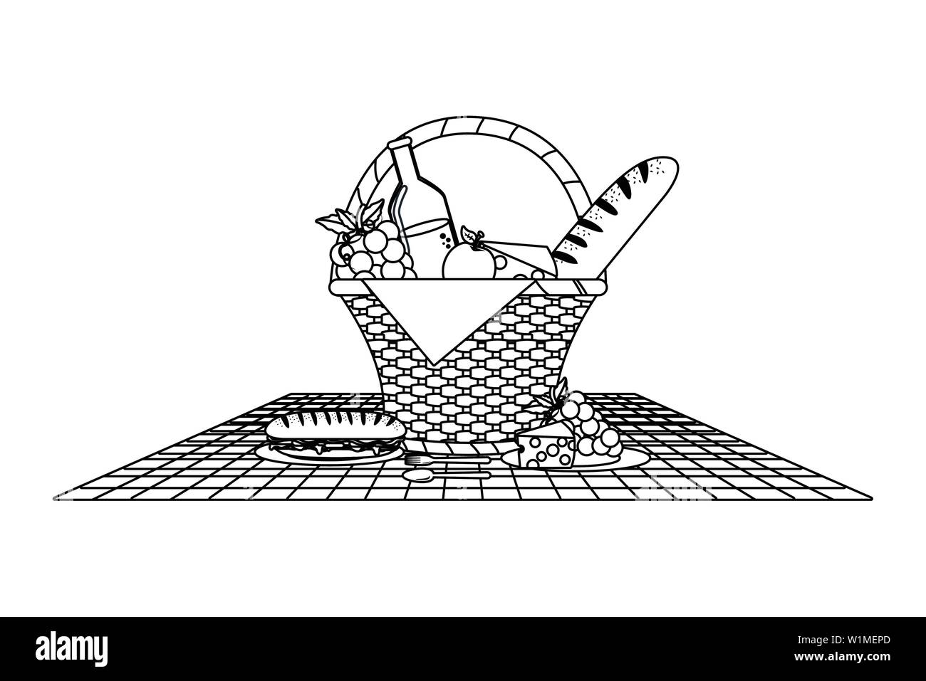 Picnic basket design, Food summer outdoor leisure healthy spring lunch ...