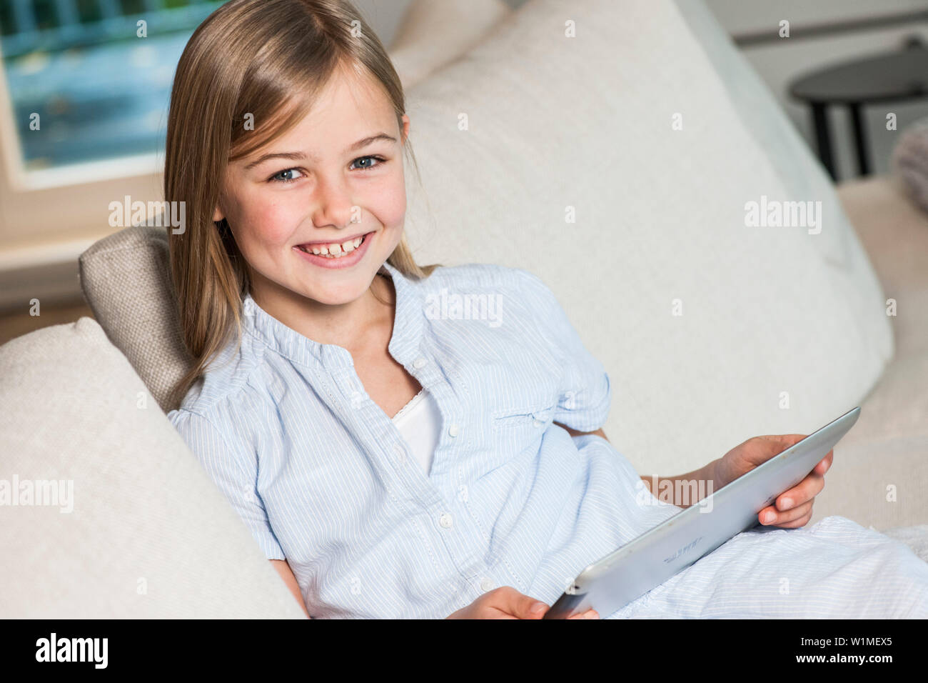 Girl using an iPad, Hamburg, Germany Stock Photo - Alamy