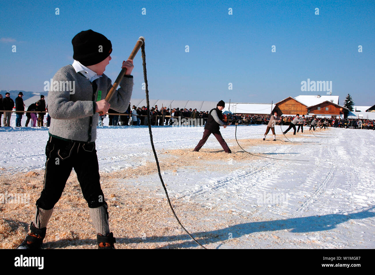 Child cracking whip, Folklore show, Wals-Siezenheim, Salzburg, Austria ...