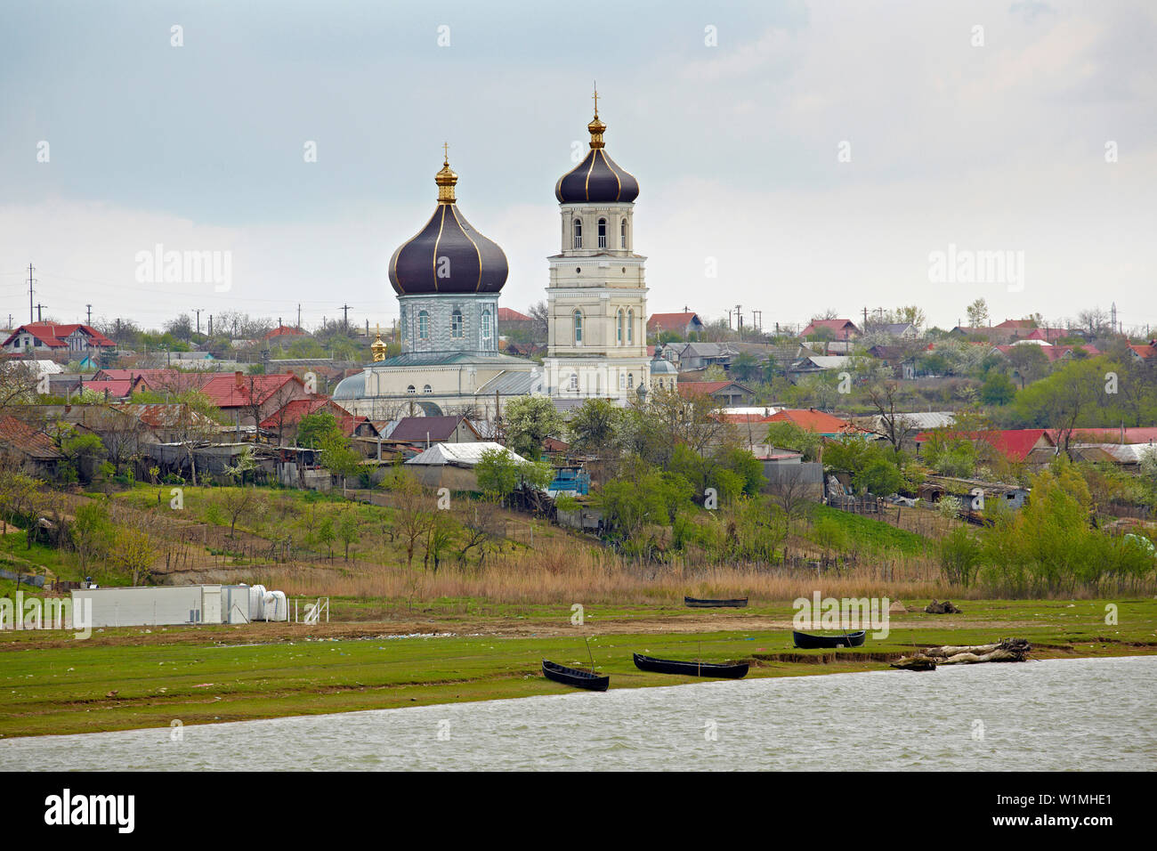 View at the church and village of Ghindaresti (near Harsova) , River ...