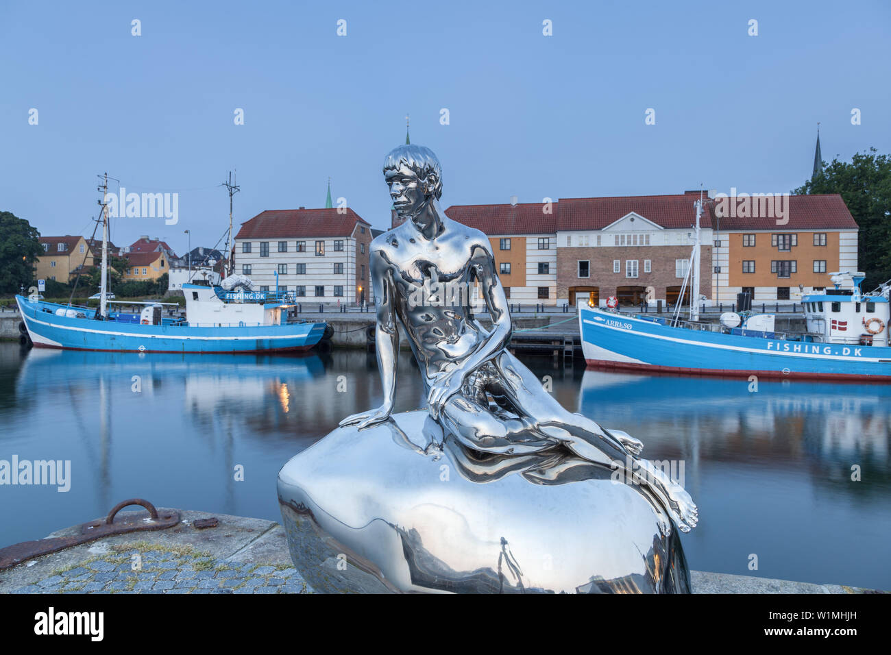 Sculpture Han in the harbour of Helsingør, Island of Zealand ...