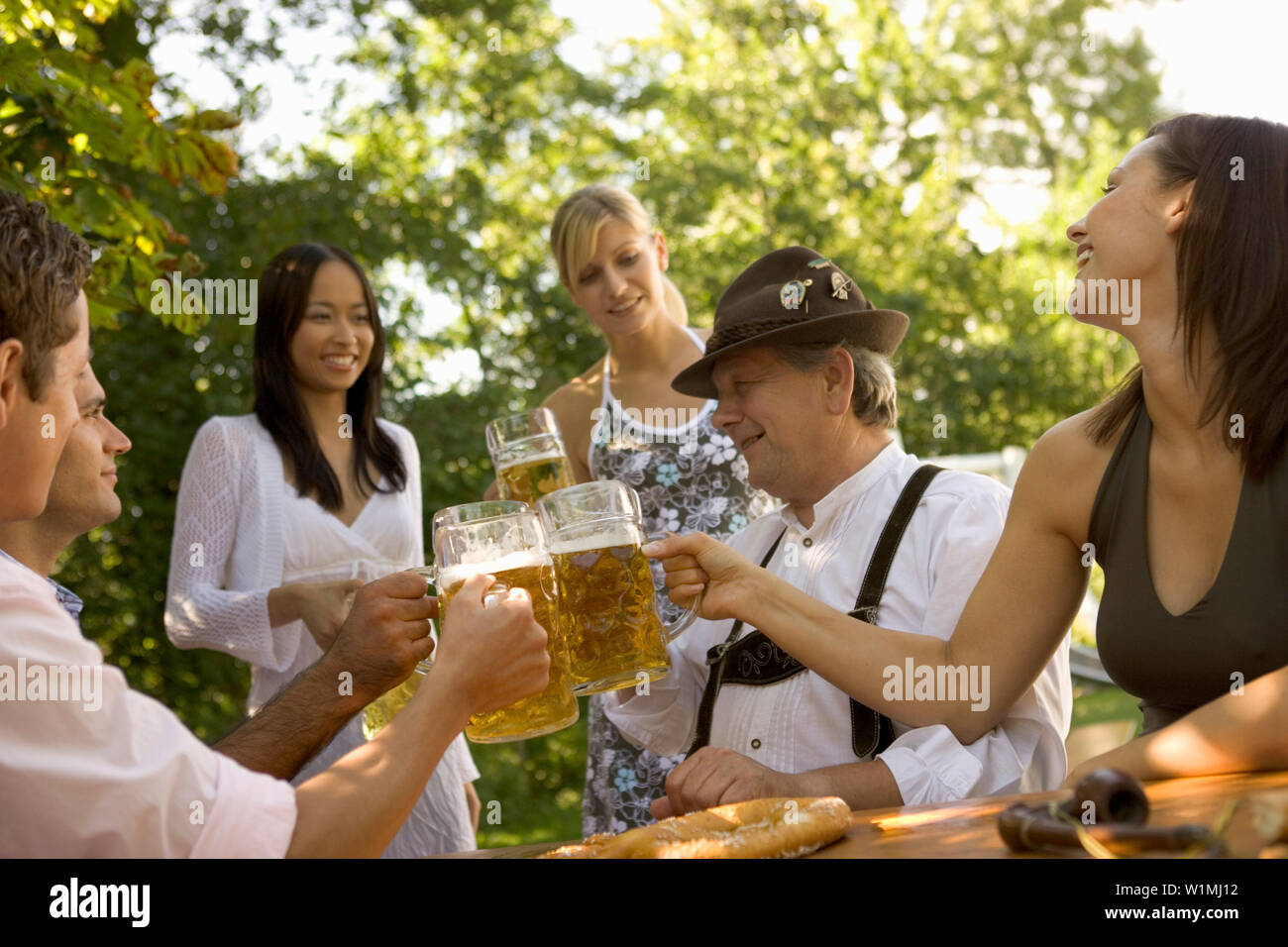Friends in beergarden, Starnberger See Bavaria, Germany Stock Photo - Alamy