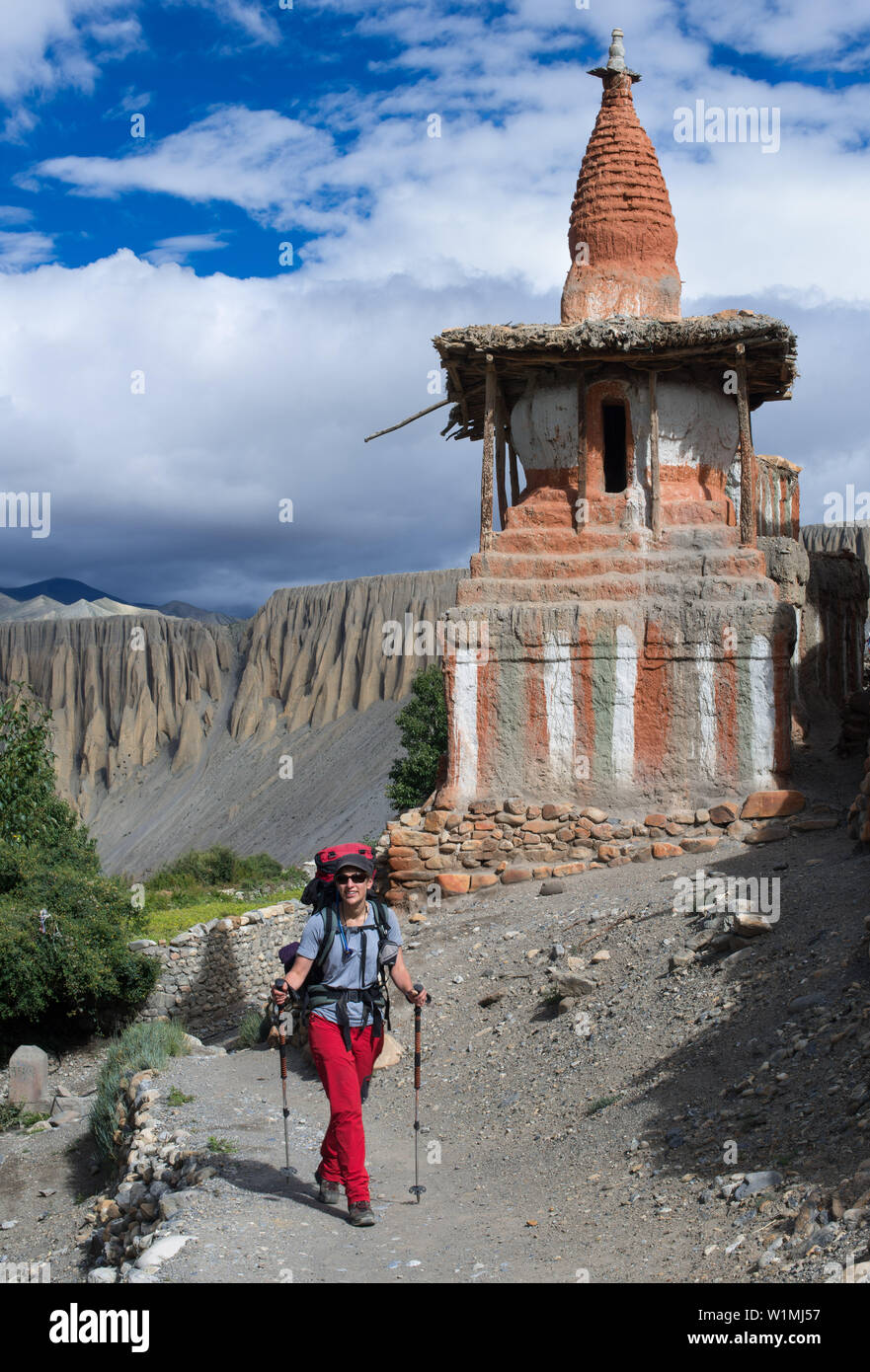 Woman in front of a mountain scenery High Resolution Stock Photography ...
