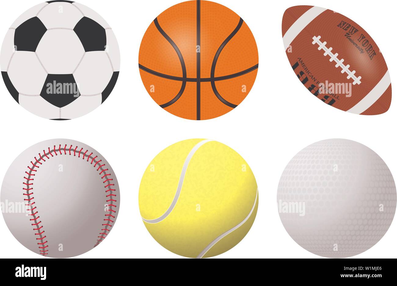 Realistic sports balls vector big set isolated on white background ...