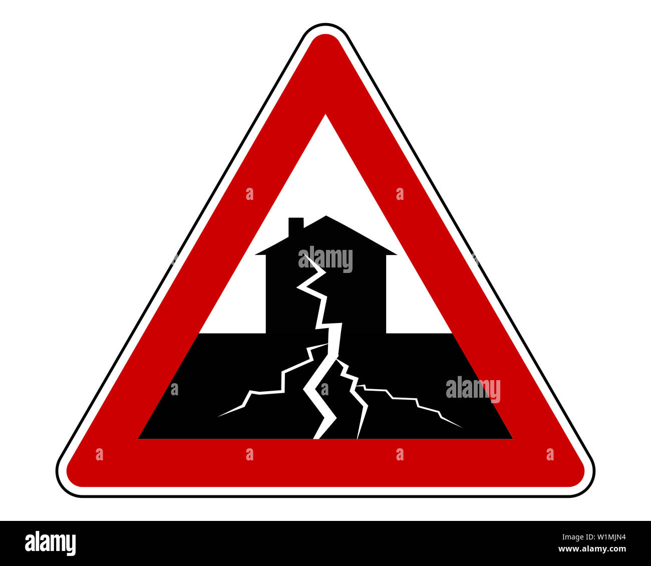 Traffic sign with earthquake Stock Photo - Alamy