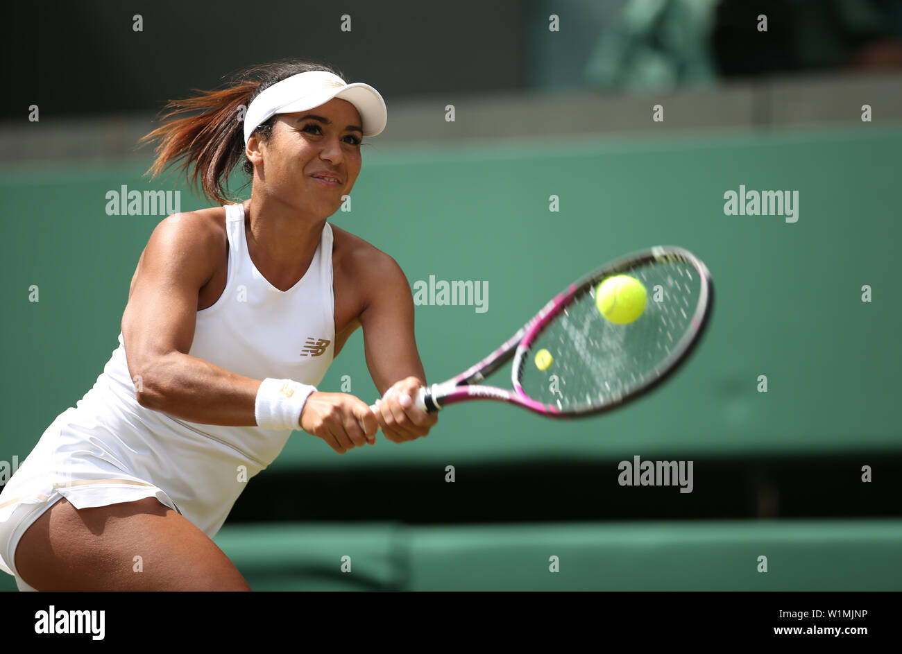 Heather Watson in action during day three of the Wimbledon ...
