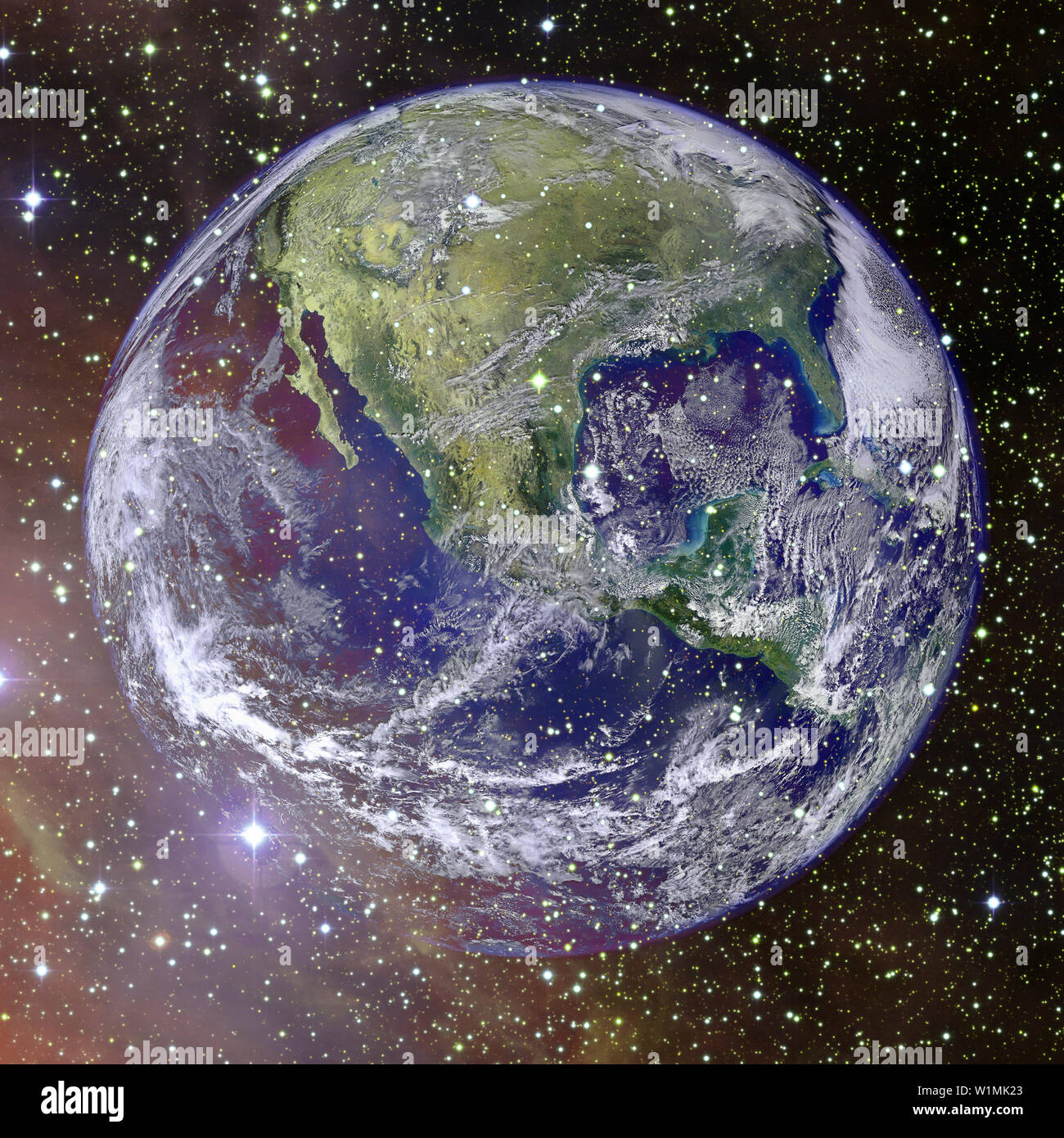 Planet Earth in deep space, cosmic landscape. Elements of this image ...