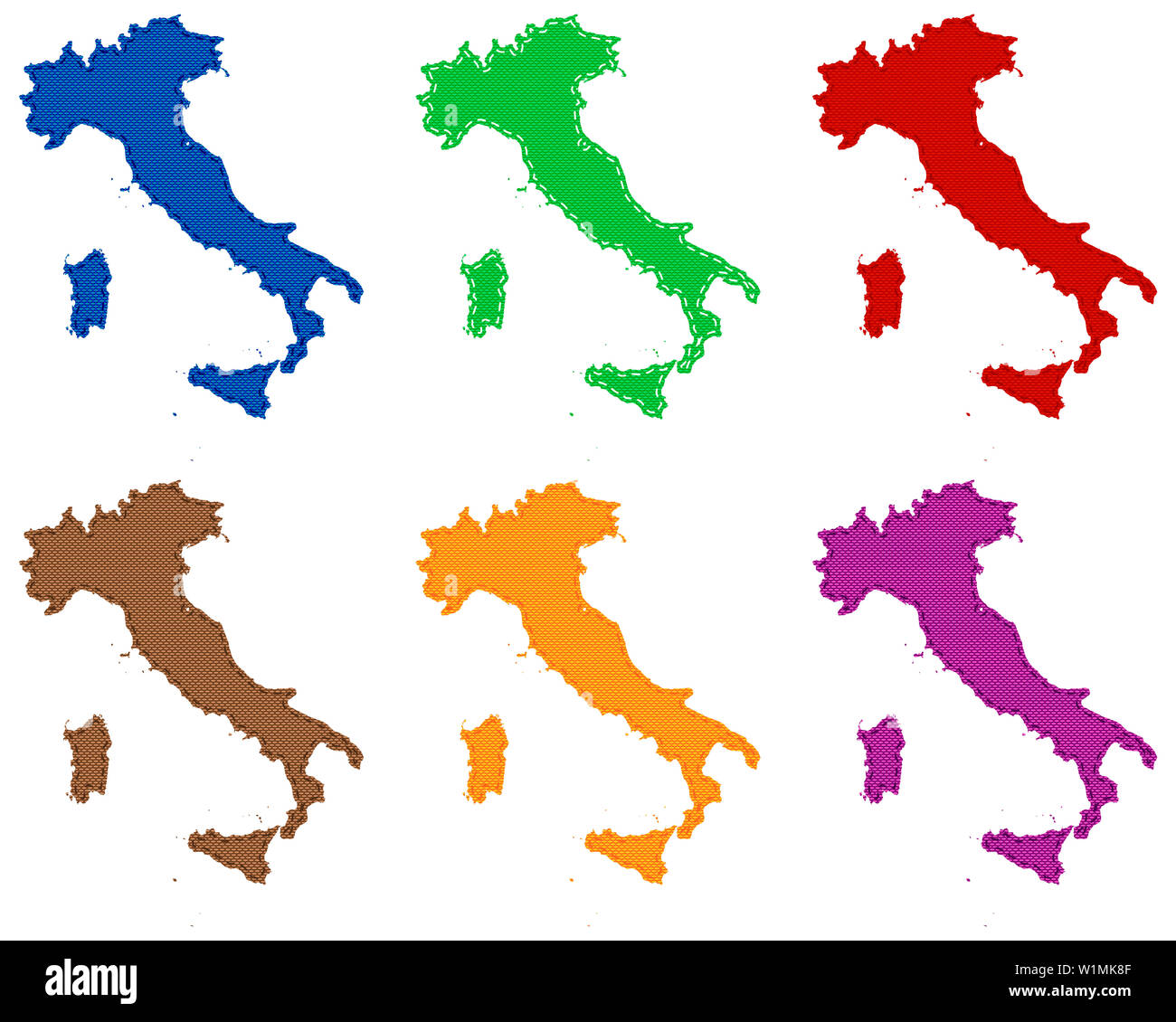 Maps of Italy on cloth with stitches Stock Photo - Alamy