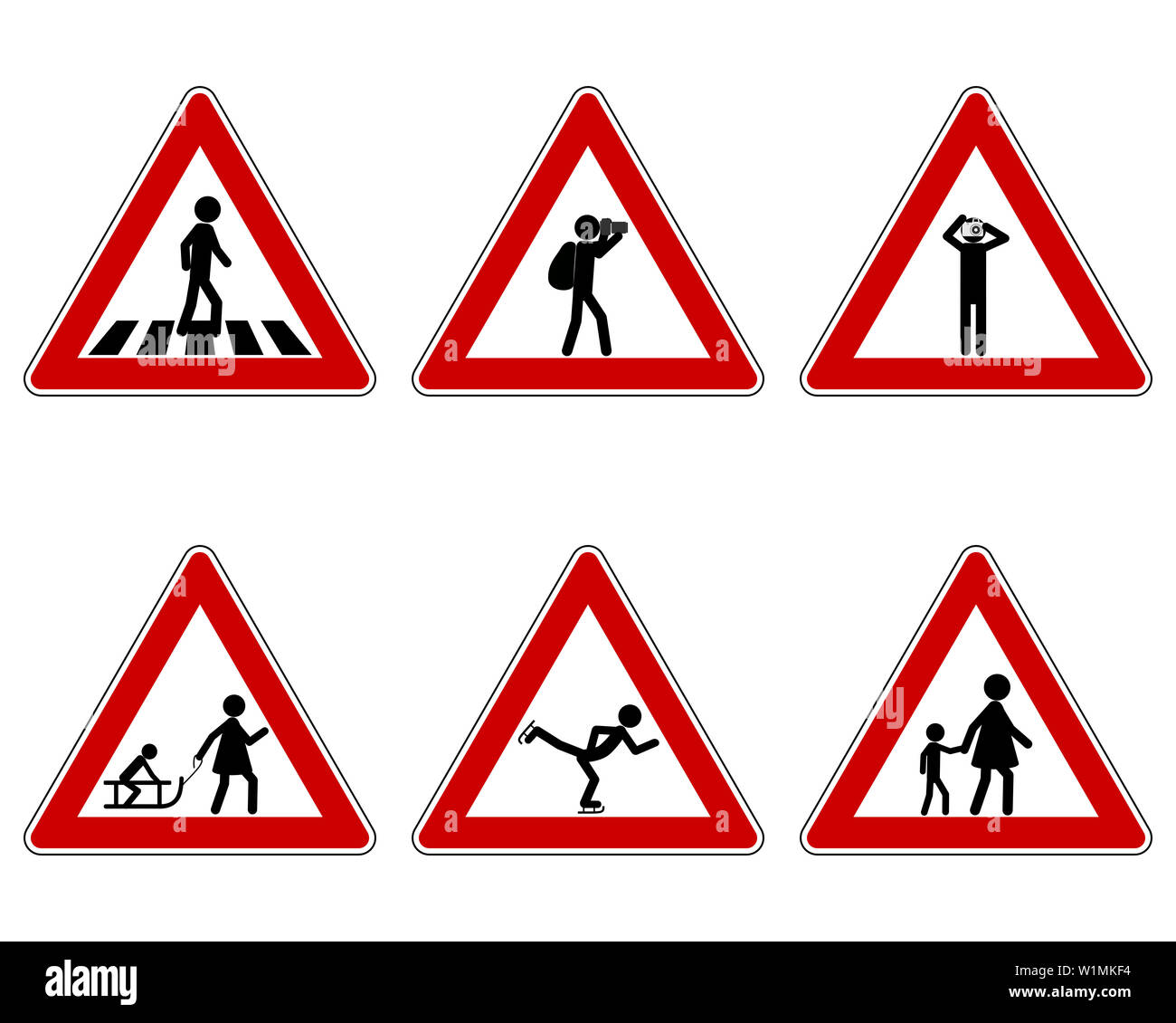 Traffic warning sign for various sports Stock Photo - Alamy