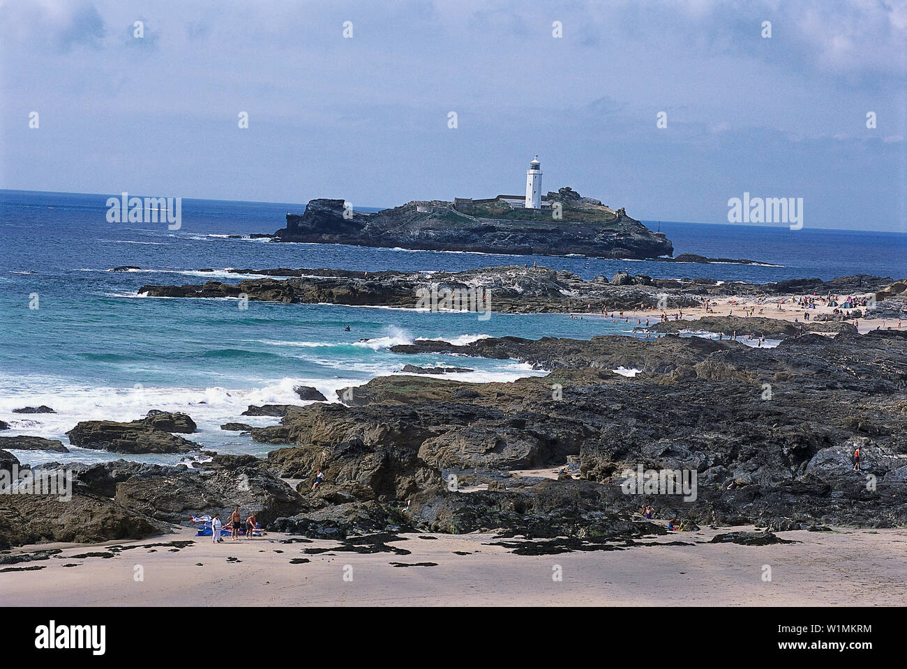 Coastline, Lighthouse, Godrevy, Cornwall England Stock Photo - Alamy