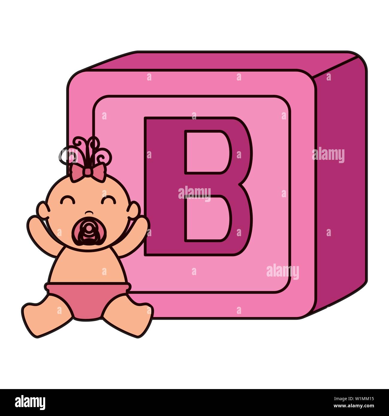 alphabet block toy with baby girl Stock Vector Image & Art - Alamy