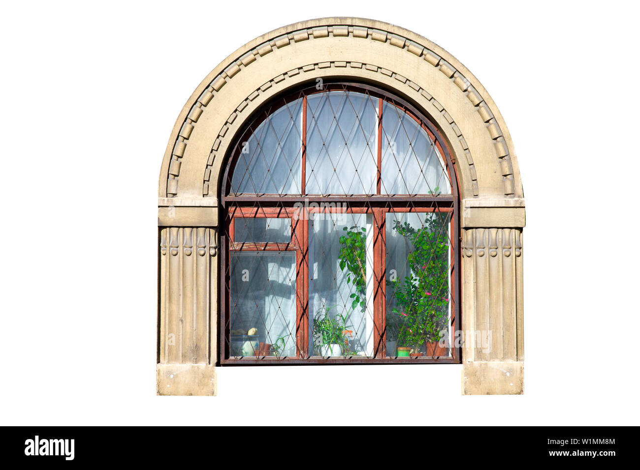 vintage window isolated on white background. with grill Stock Photo - Alamy