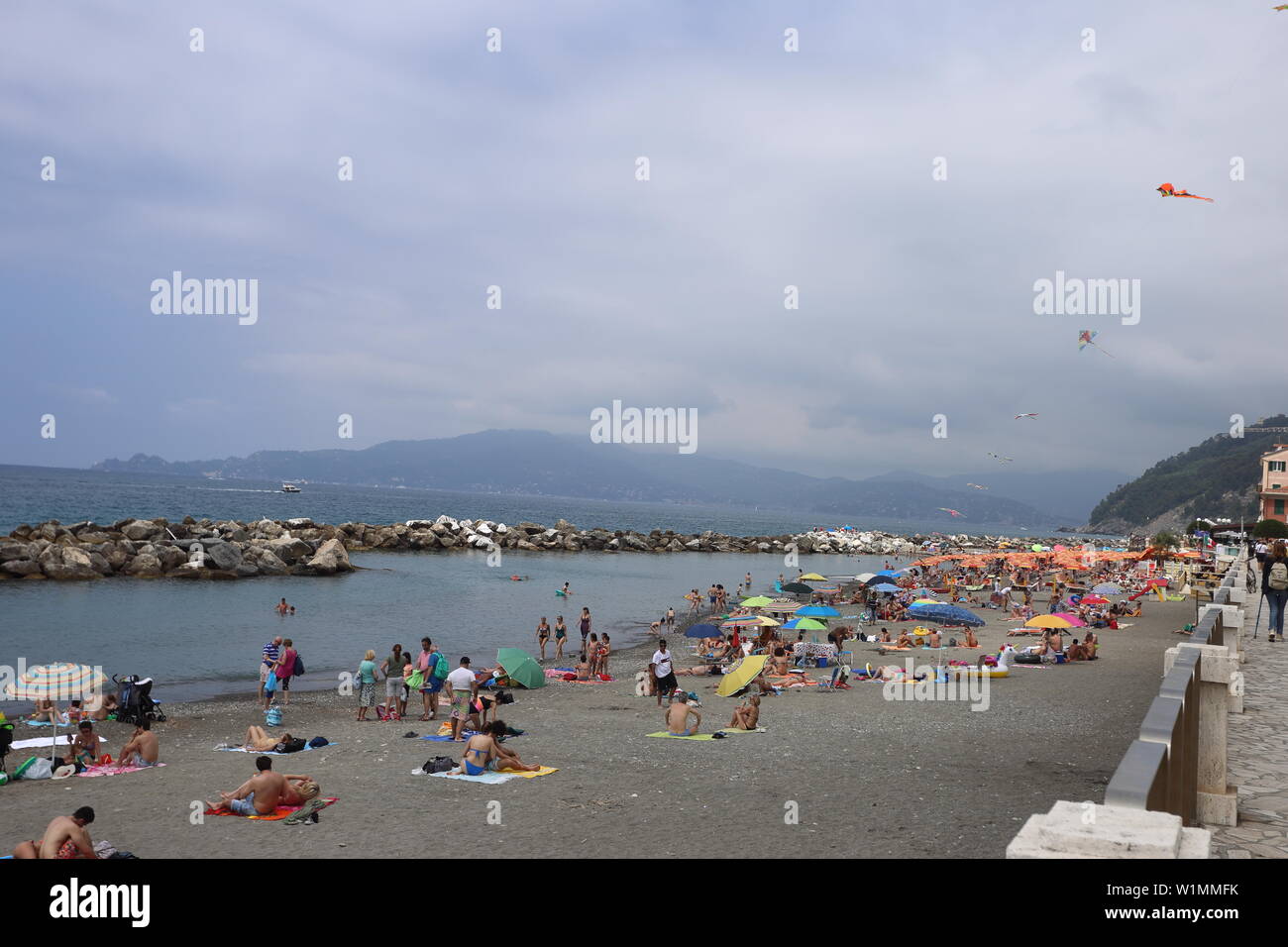 Chiavari, Italy - June 16, 2019: The beach and promenade of Chiavari ...