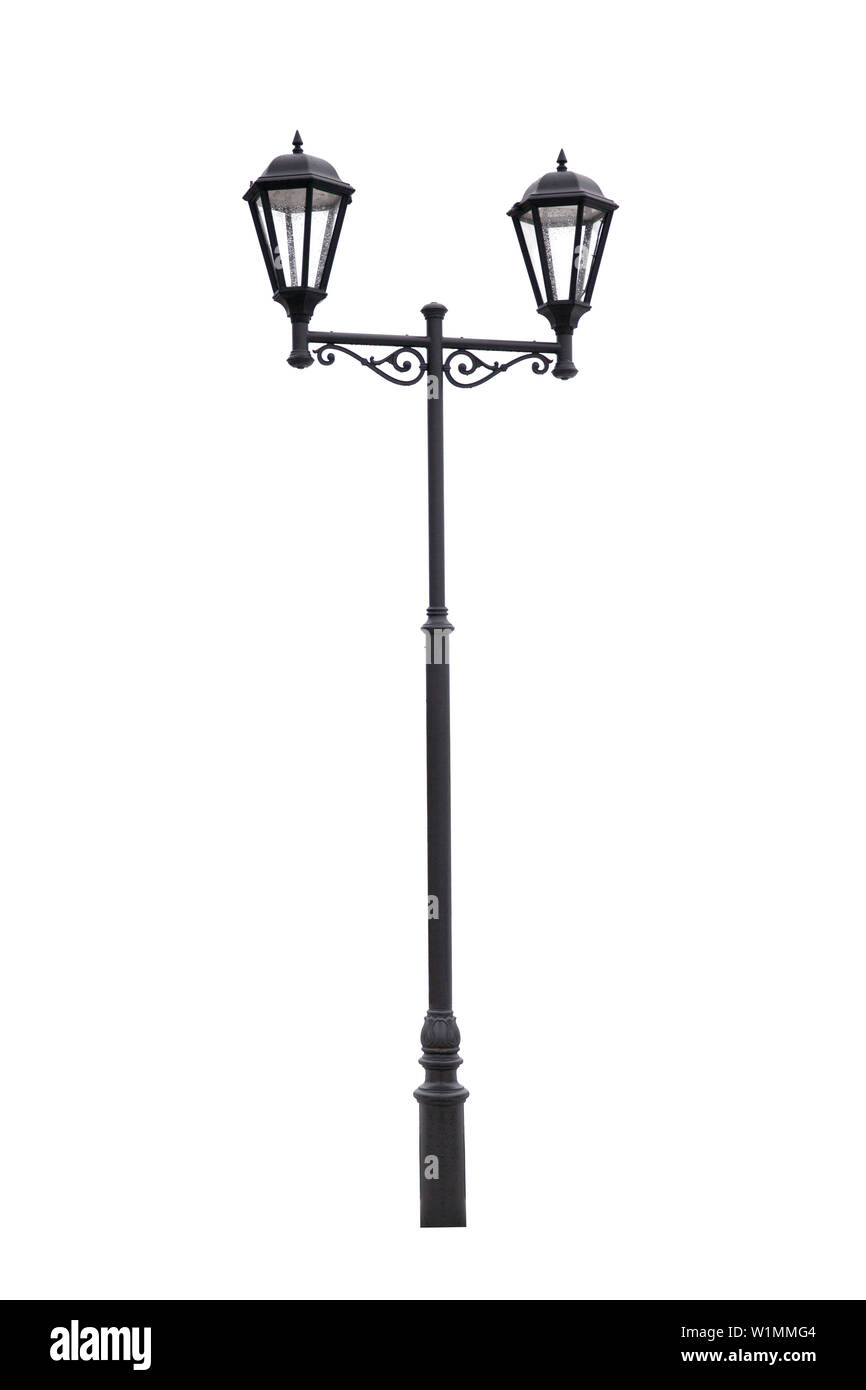 black street lamp. isolated on white background Stock Photo - Alamy