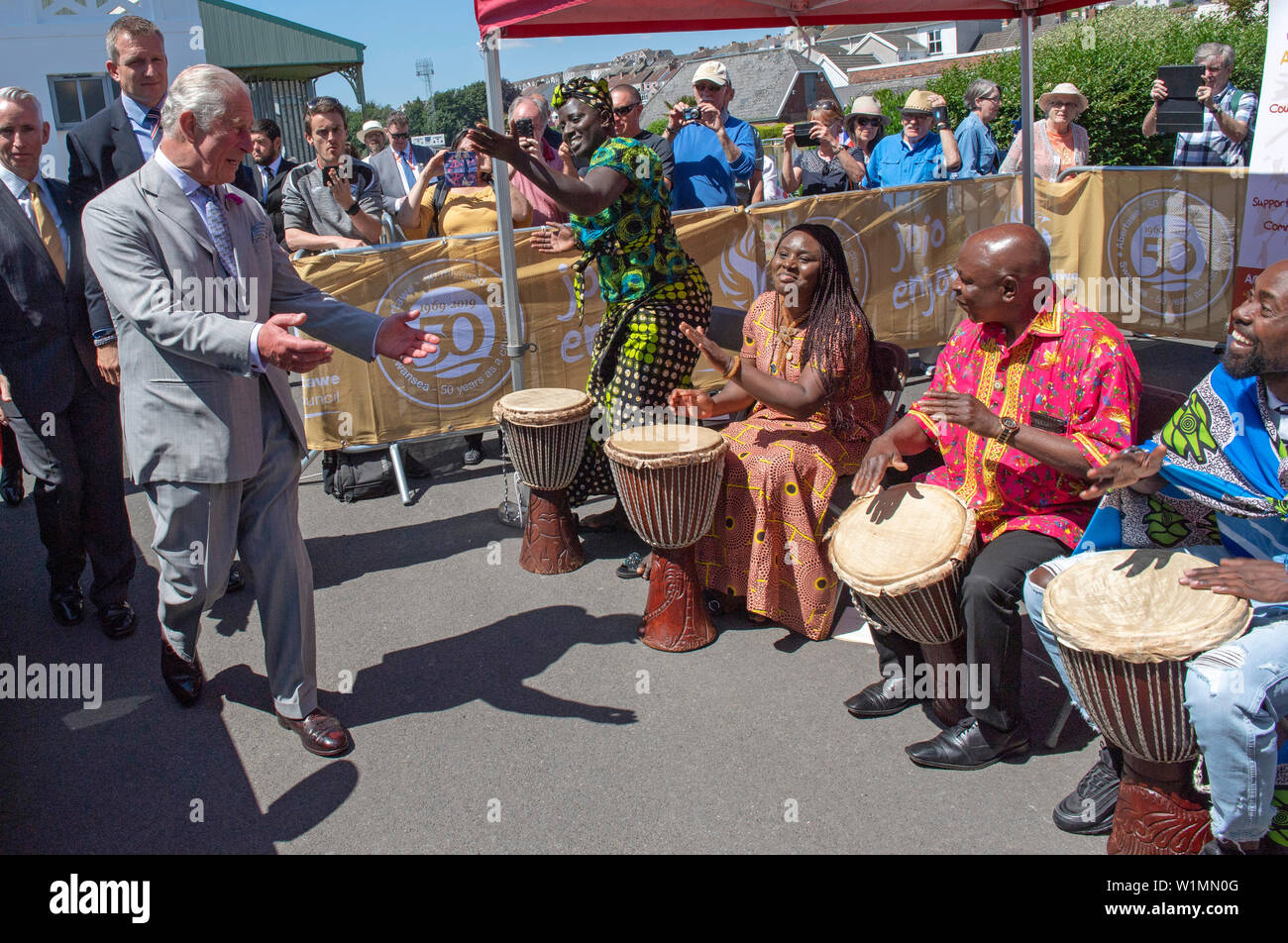 The Prince of Wales during a visit to Victoria Park and the Patti ...