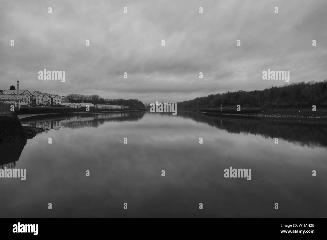Dawn reflection river Black and White Stock Photos & Images - Alamy